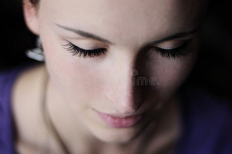 Close Up Girl Portrait with Long Lashes Stock Image - Image of ...