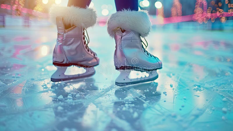 Close-up of the Girl& X27;s Legs on the Ice Rink Stock Image - Image of ...