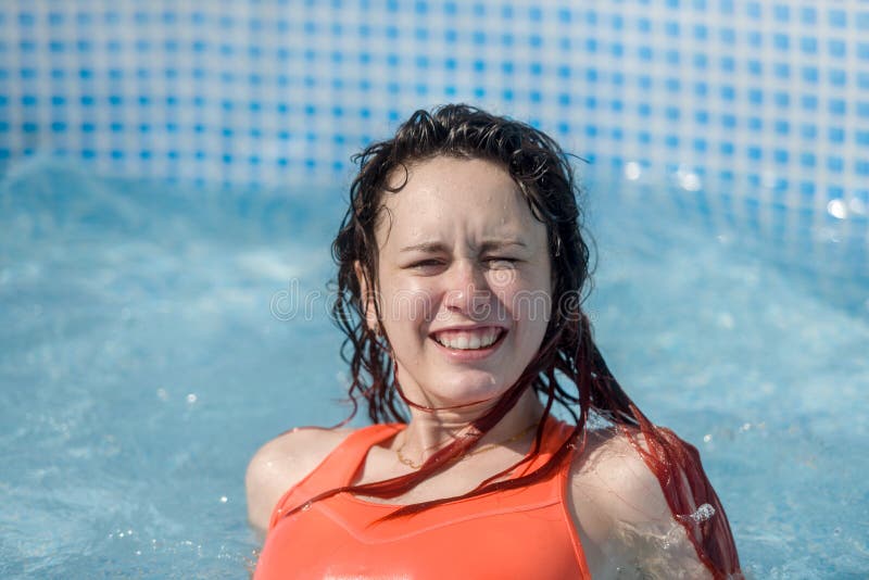 Close-up of the Girl Swimming in the Pool Stock Image - Image of ...