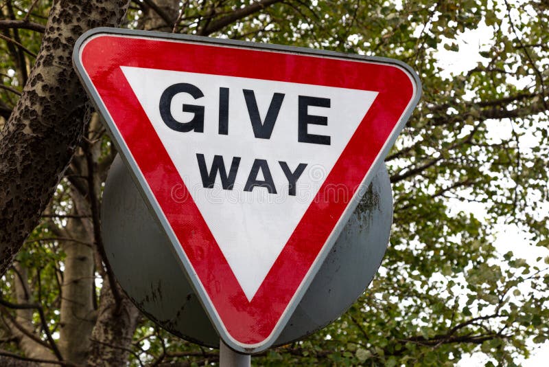 Close Up of Give Way Sign with Trees in Background Birkenhead Wirral ...