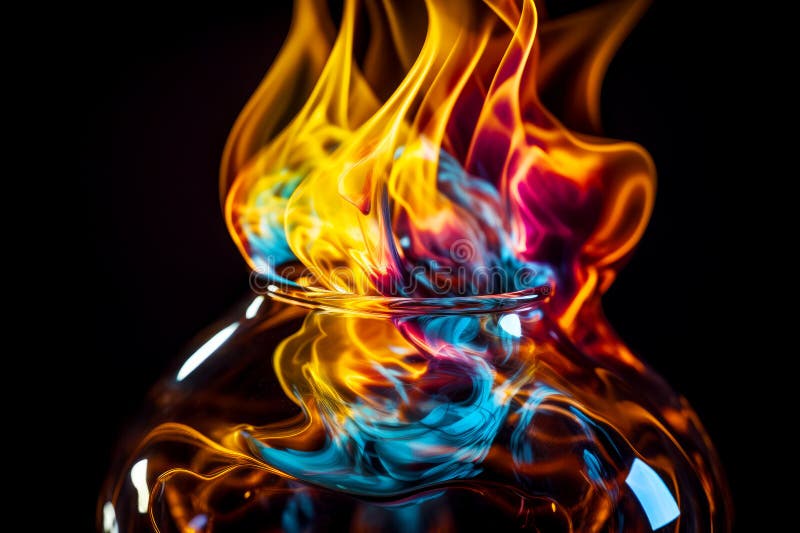 Close Up of Glass Bowl with Fire Pattern on the Bottom of it ...