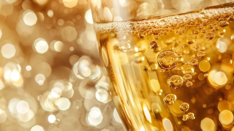 Close-up of a Glass of Bubbling Champagne Stock Image - Image of liquid ...
