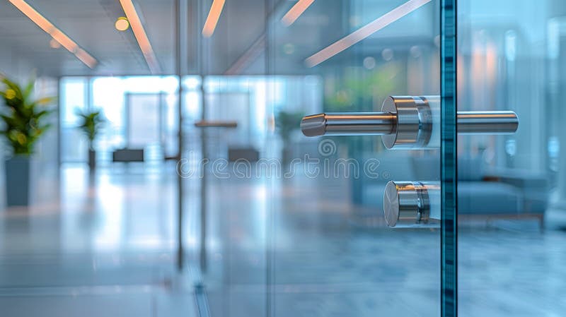 Close-up of a Glass Door Handle in a Modern Office Setting. Stock Photo ...