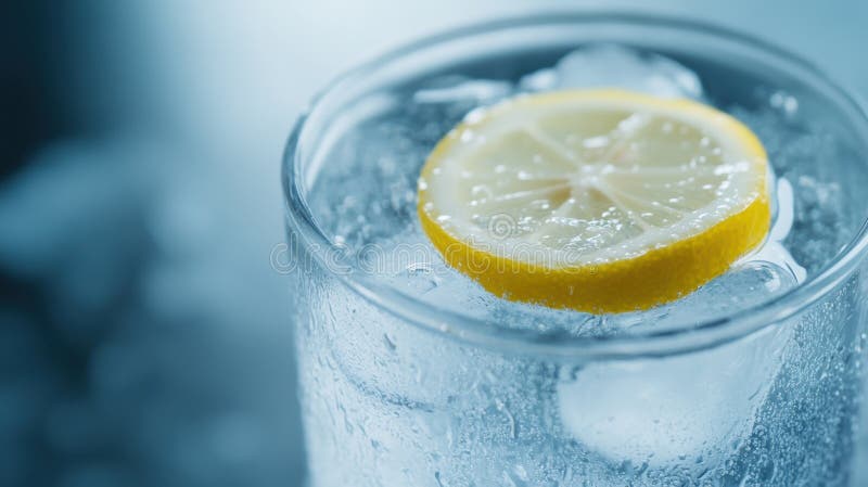 A Close Up of a Glass Filled with Ice and Water, AI Stock Image - Image ...