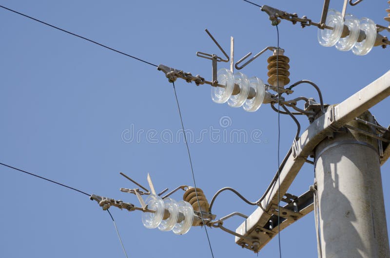 Close-up of Glass Insulators Stock Photo - Image of transformer ...