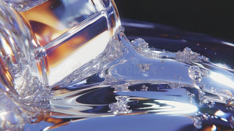 Liquid Pouring Abstract, Reflective Surface with Bubbles Stock ...