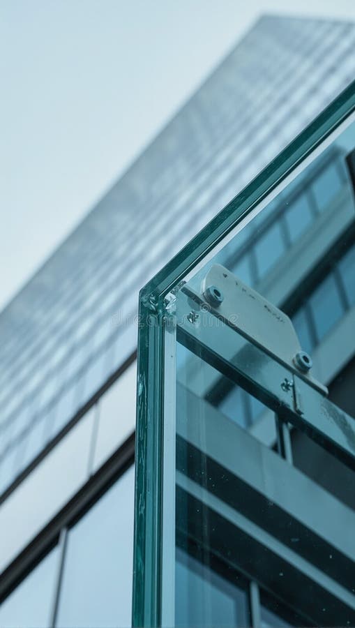 Close Up of Glass and Steel Intersection on Sleek Skyscraper Displaying ...