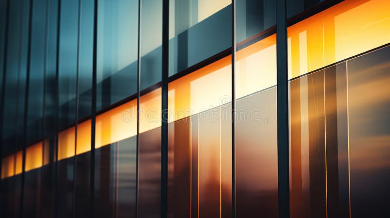 A Close Up of a Glass Window with Yellow Lights, AI Stock Illustration ...