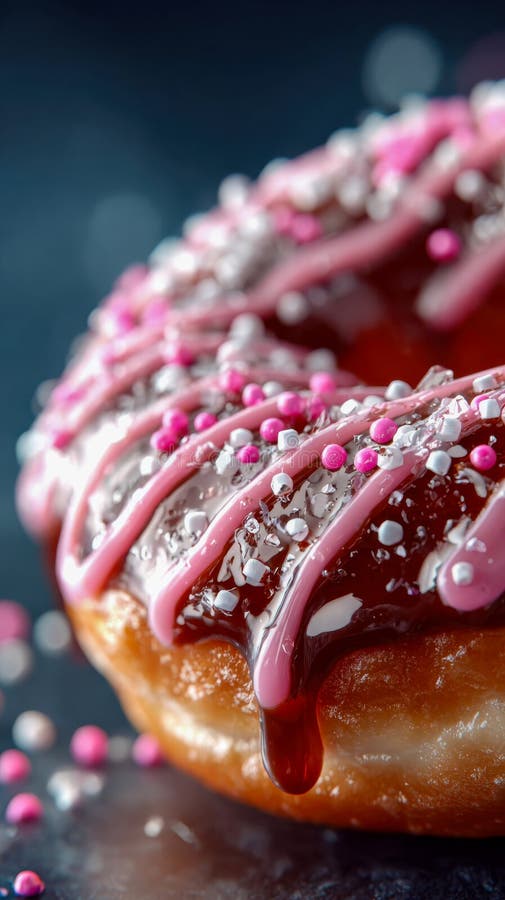 Pink Glazed Donut Dripping Frosting White Background Stock Photos ...