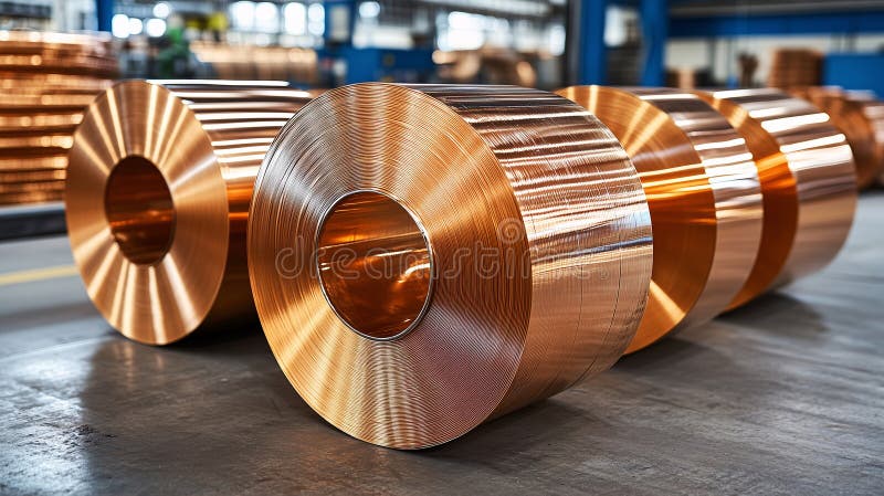Copper Coil Rolls Industrial Metal Shiny Manufacturing Industry ...