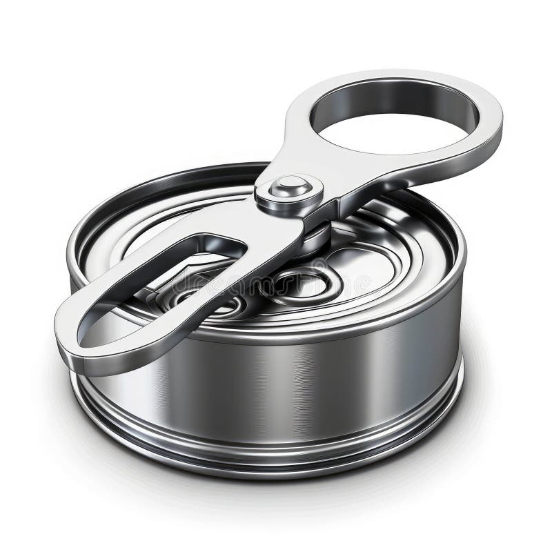 Shiny Metal Tin Can with Easy Open Lid 3D Render Stock Illustration ...