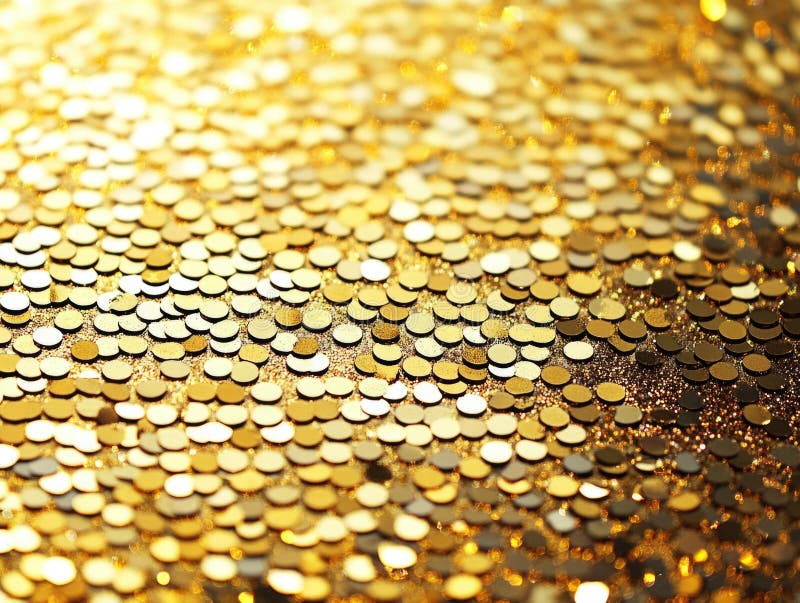 Close Up of Glittering Golden Sequins Stock Image - Image of texture ...
