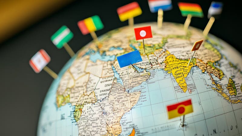 Global Connections: a Globe Adorned with Flags Stock Image - Image of ...