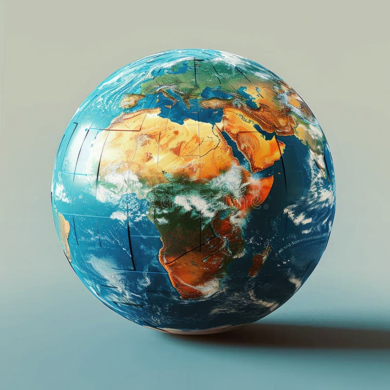 A Close Up of a Globe on a Table, Earth Illustration with Focus on ...