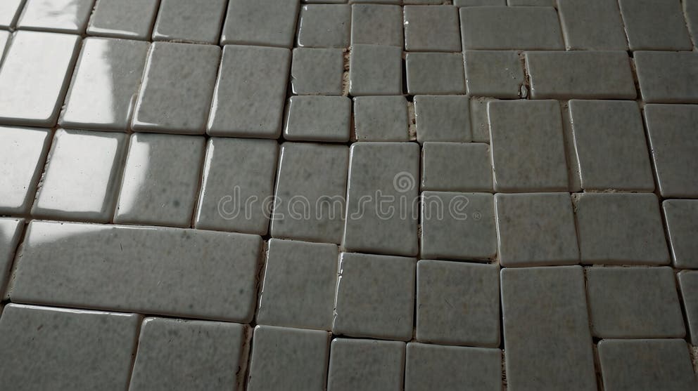 Close-Up of Glossy Beige Ceramic Tiles with Varied Sizes and Subtle ...