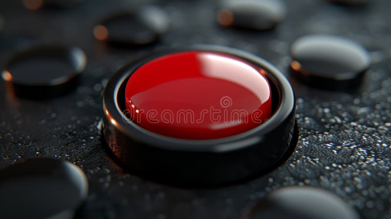 Red Button on Black Surface Stock Image - Image of confirm, dark: 323351349