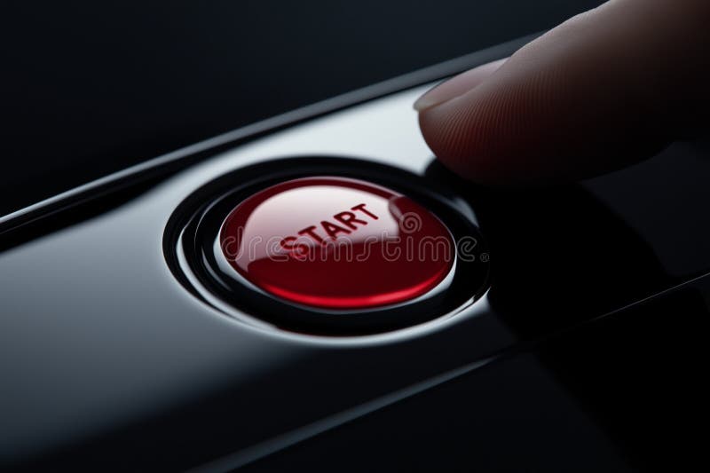 Start Button Pressed on Sleek Car Dashboard Close-up Stock Illustration ...