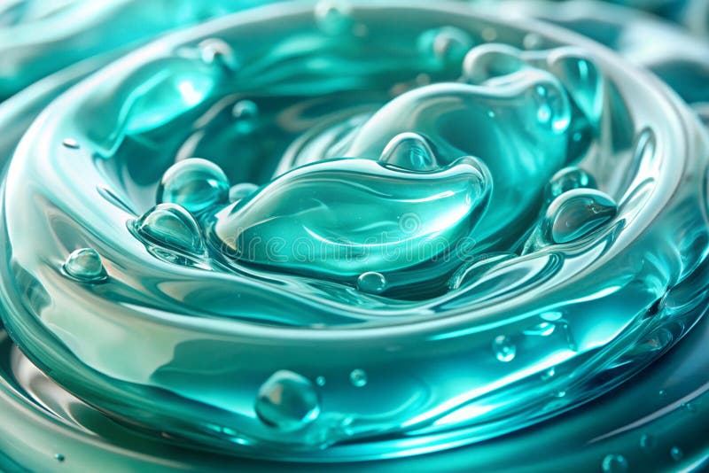 Close-up of Glossy Translucent Aqua Gel Texture with Light Reflections ...