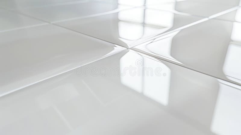 Close-up of Glossy White Ceramic Tile Surface with Light Reflections ...