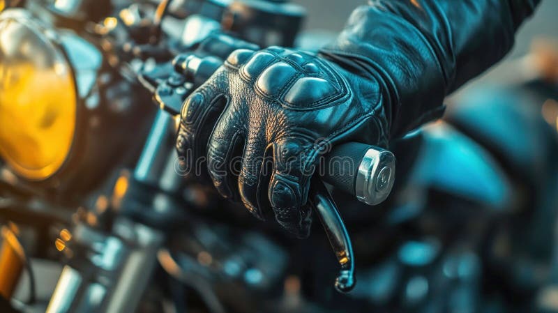 Close-up of Gloved Hand on Motorcycle Handlebar Stock Illustration ...