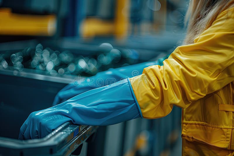 Close Up Gloved Hands of Female Cleaner. Generative AI. Stock ...