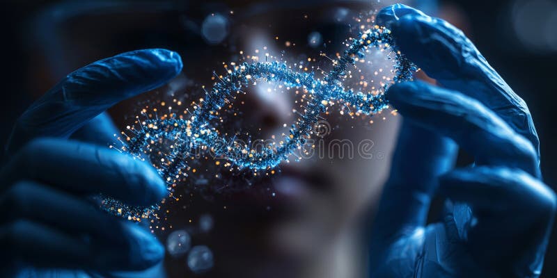 Close Up of Gloved Hands Holding Dna Structure with Soft Lighting in ...