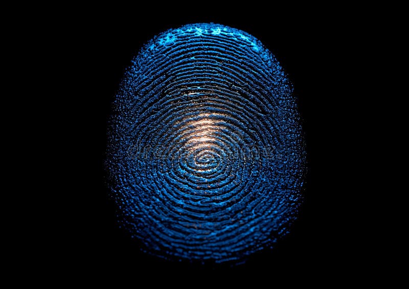 Glowing Blue Fingerprint Identity Security Biometric Scan Abstract Art ...
