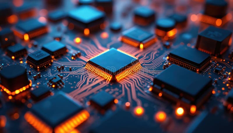 Tech Industrial Electronic Circuit Background Stock Illustrations ...