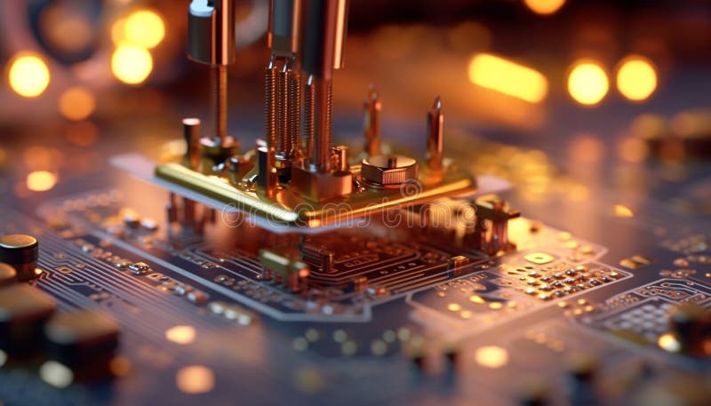 Close Up of a Glowing Computer Chip, Part of the Semiconductor Industry ...