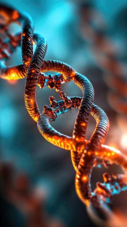 Close-up of Glowing Dna Helix Structure in Biochemistry Research ...