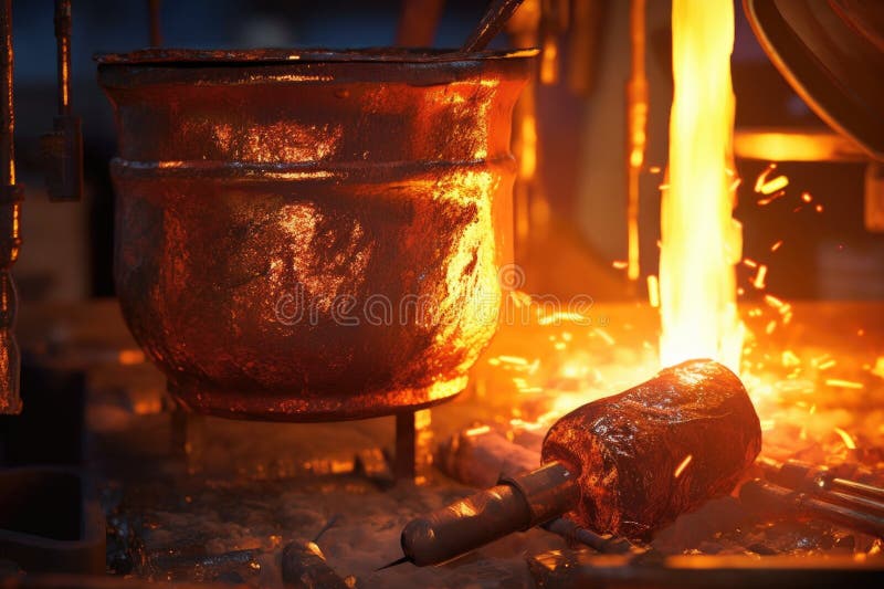 Close Up of Glowing Hot Metal in Crucible Stock Photo - Image of ...