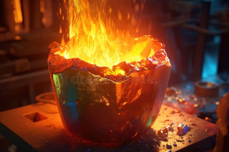 Close-up of Glowing Hot Metal in Crucible Stock Image - Image of ...