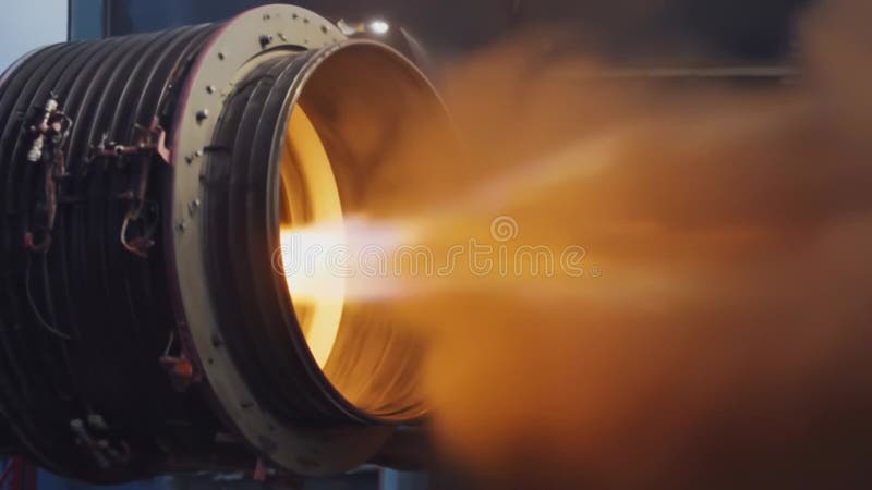 Close-up of a Glowing Jet Engine during Testing with Fiery Exhaust ...