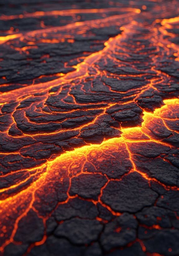 Close-Up of Glowing Lava Flow Texture Stock Illustration - Illustration ...