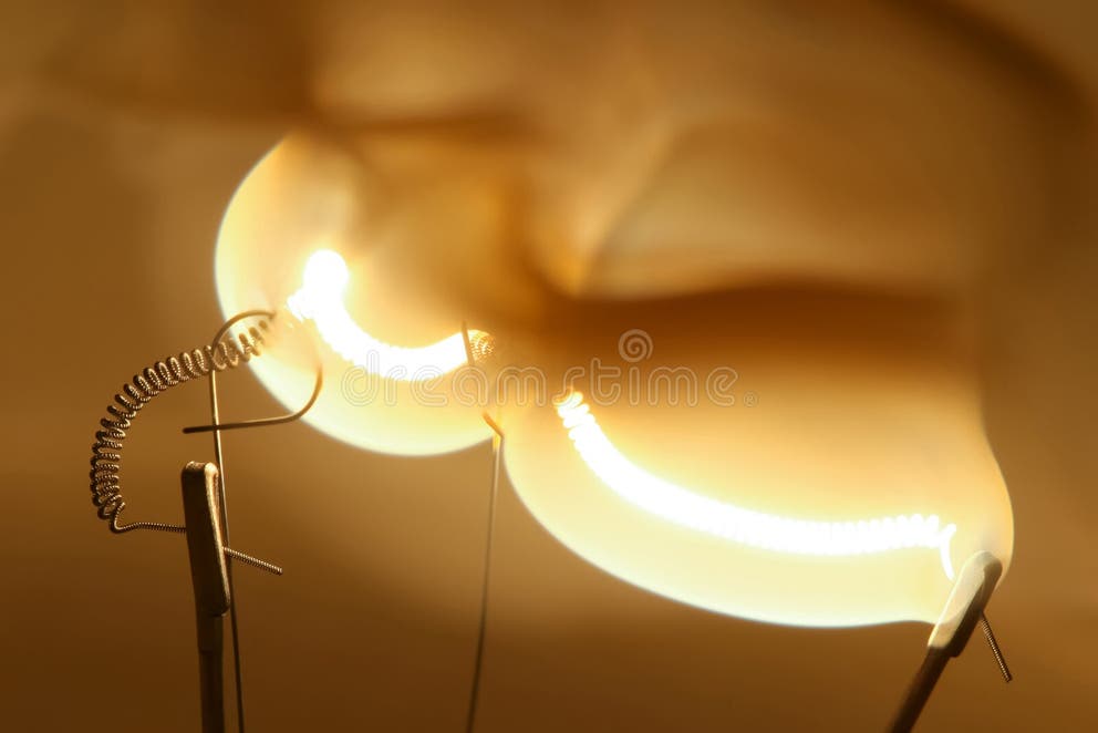 Close Up Glowing Light Bulb Thread Stock Image - Image of fire ...