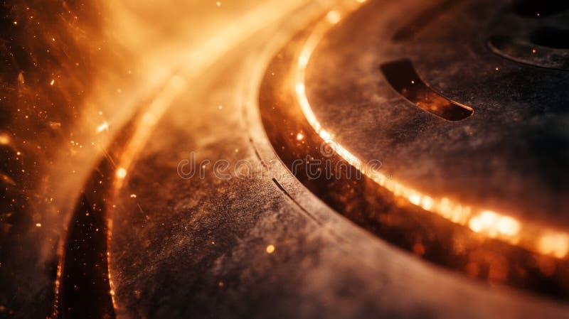 Close-up of a Glowing Metal Surface with Sparks Stock Illustration ...
