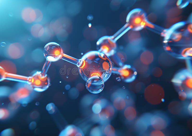 Close-Up of Glowing Molecular Structure with Bokeh Lights for Science ...