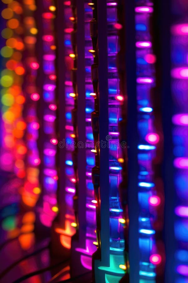 Close-up of Glowing Multicolored Led Lights Stock Illustration ...