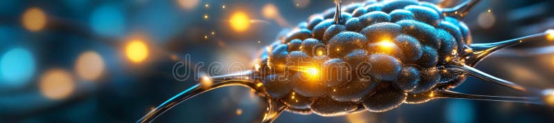 Abstract Close-up of a Neuron with Glowing Synapses and Connections ...