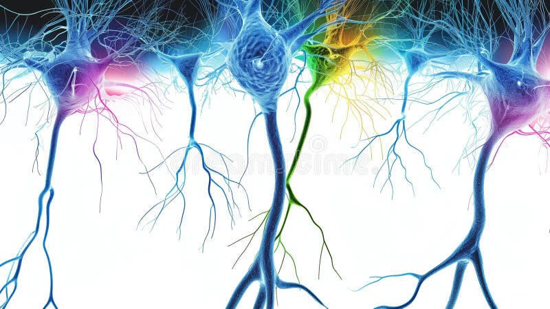 Close-up of Glowing Neuron Synapses with Vibrant Neurotransmitters in ...