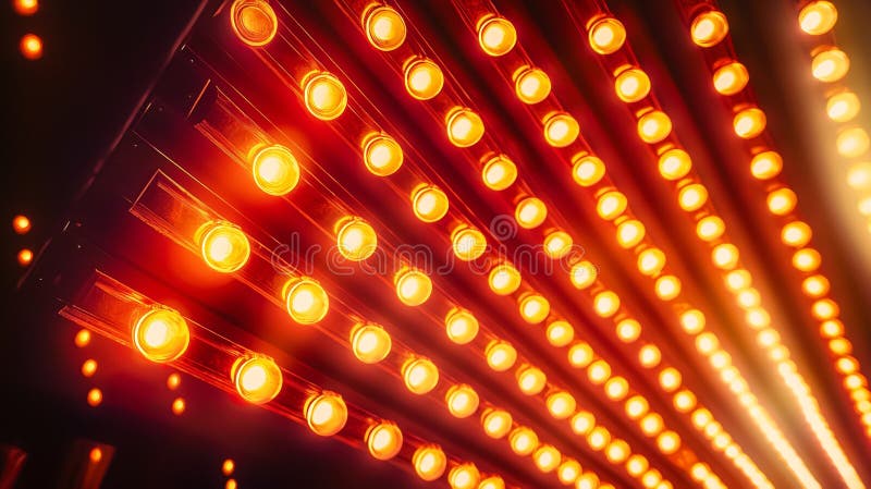 Close-up of Glowing Orange Lights in an Abstract Grid Formation Stock ...