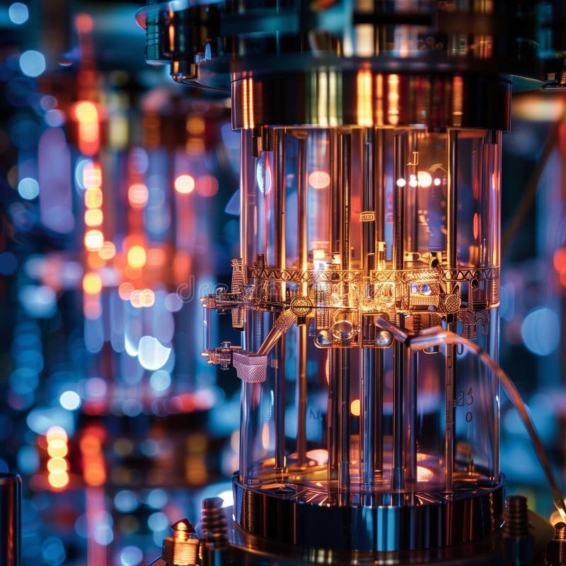 Close-Up of a Glowing Quantum Computer Core Stock Photo - Image of ...