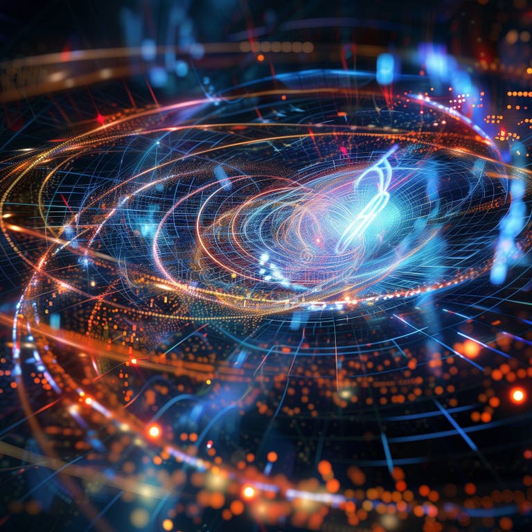 Close-Up of a Glowing Quantum Computer Core Stock Photo - Image of core ...