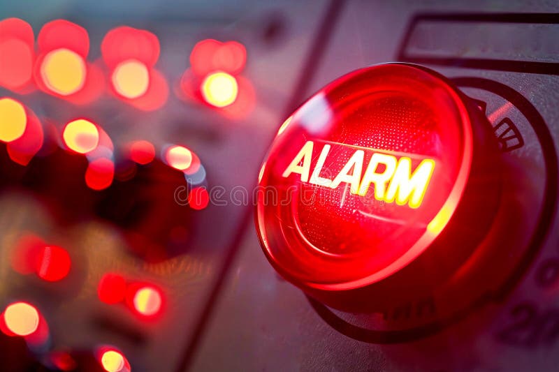 Close-up of a Glowing Red Alarm Button, Indicating an Emergency Alert ...