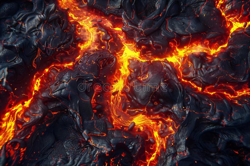 Close Up of a Lava Flow of Volcano. Generative AI Stock Illustration ...