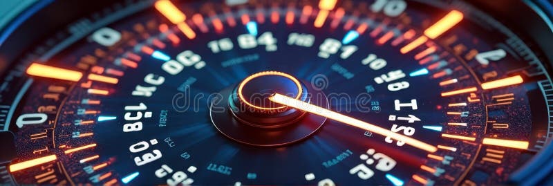 Car Speedometer Illuminated by Red Lights Stock Photo - Image of ...