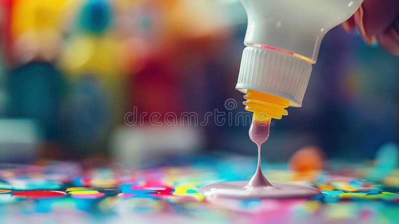 A Close Up of a Glue Bottle Nozzle with a Drop Ready To Bond Materials ...