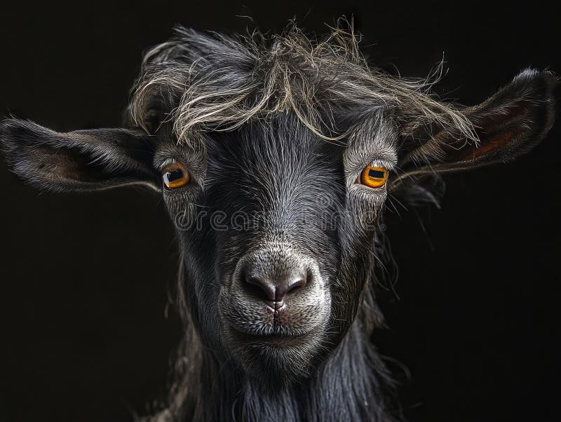 A Close Up of a Goat S Face with Yellow Eyes Stock Image - Image of ...