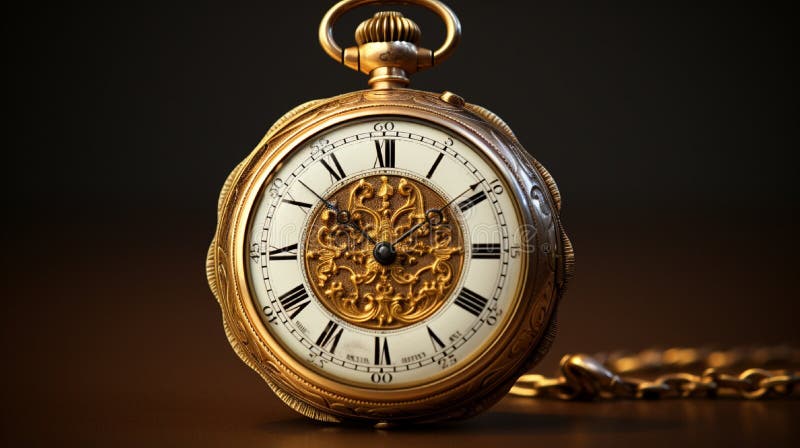 Close-up of a Gold Analog Pocket Watch with a Clock Face and Minute ...