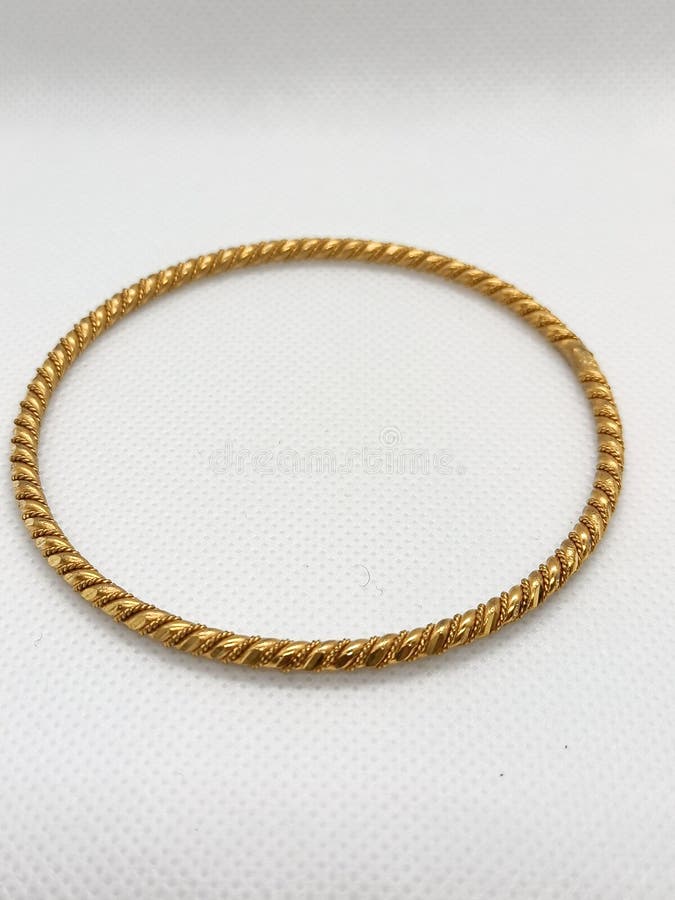 Close Up Round Golden Shape Bangle Isolated White Background Stock ...
